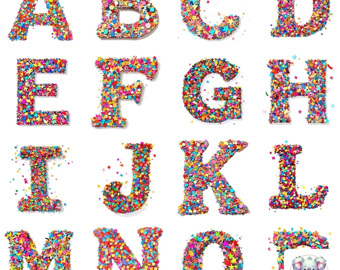 Pink Confetti Letters and Numbers, Confetti Alphabet, Pink Confetti ...