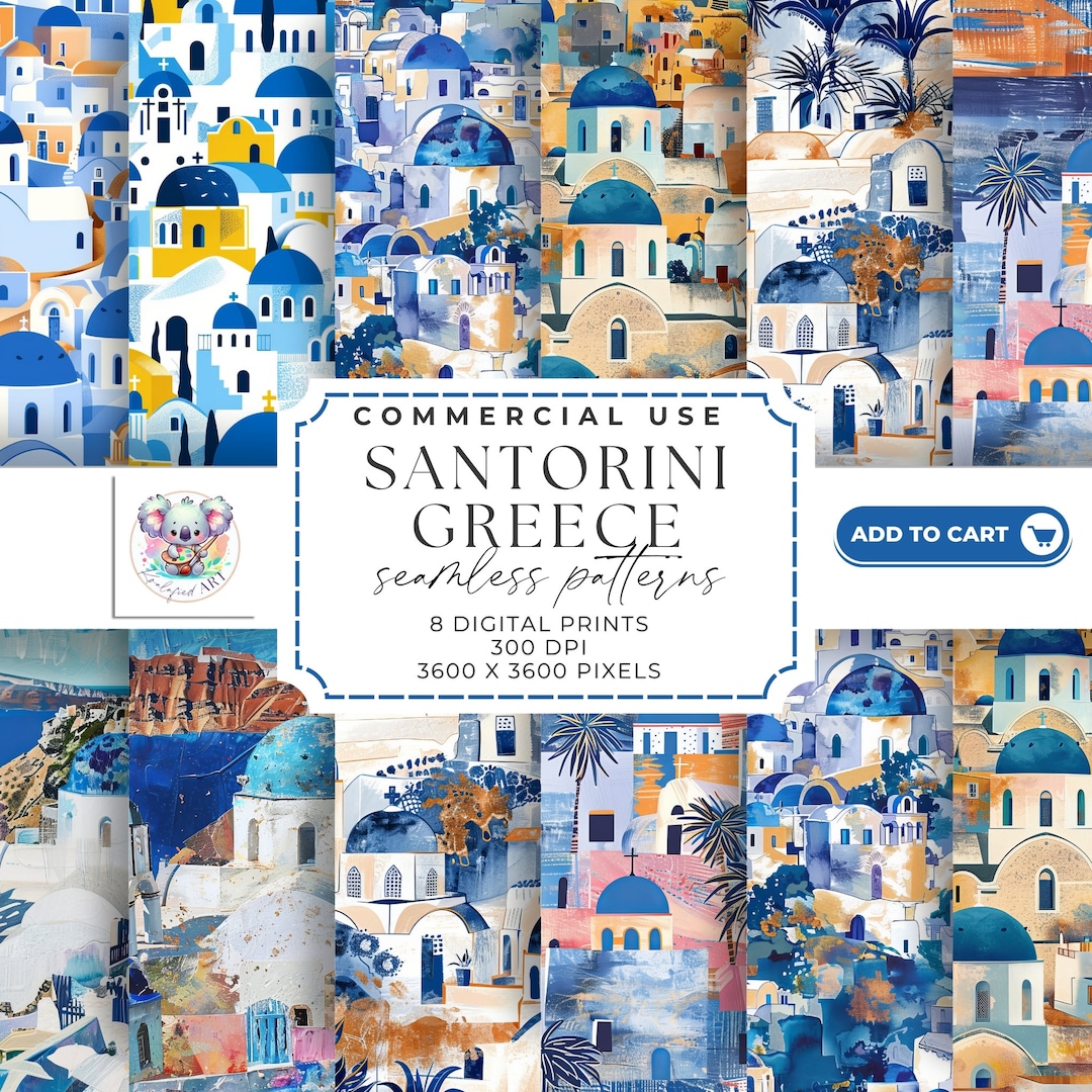 Santorini Digital Paper: Greek Seamless Patterns (digital Download) - Etsy