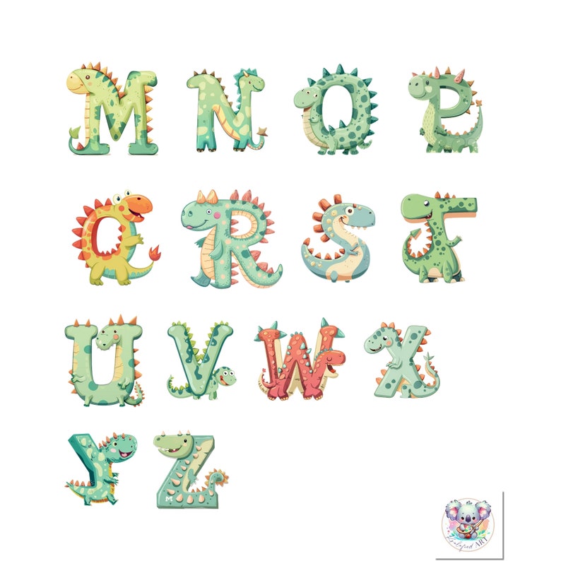 Dinosaur Alphabet Clipart Transparent Pngs A to Z Dino Letters ...