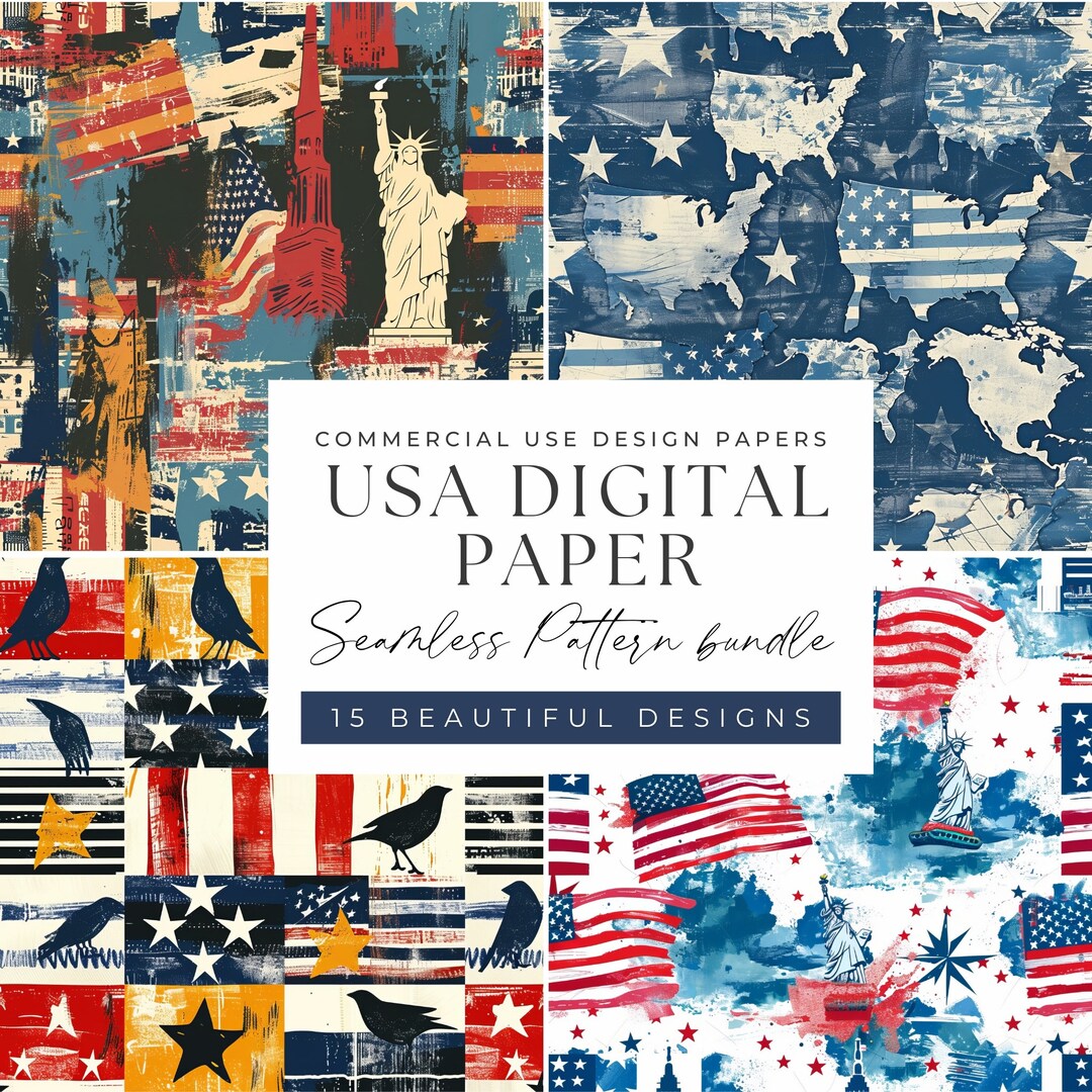 4th of July Digital Paper: American Pride Designs (300 DPI) (digital ...