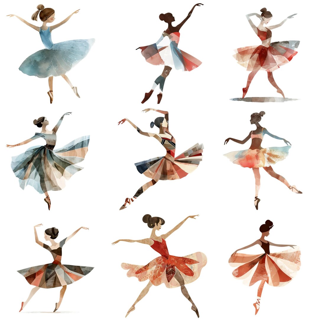 Elegant Watercolor Ballerina Clipart PNG: 20 High-resolution 300 DPI ...