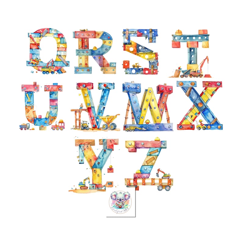 Builder's Abcs Construction Party Letter Alphabet Clipart 26 Detailed ...