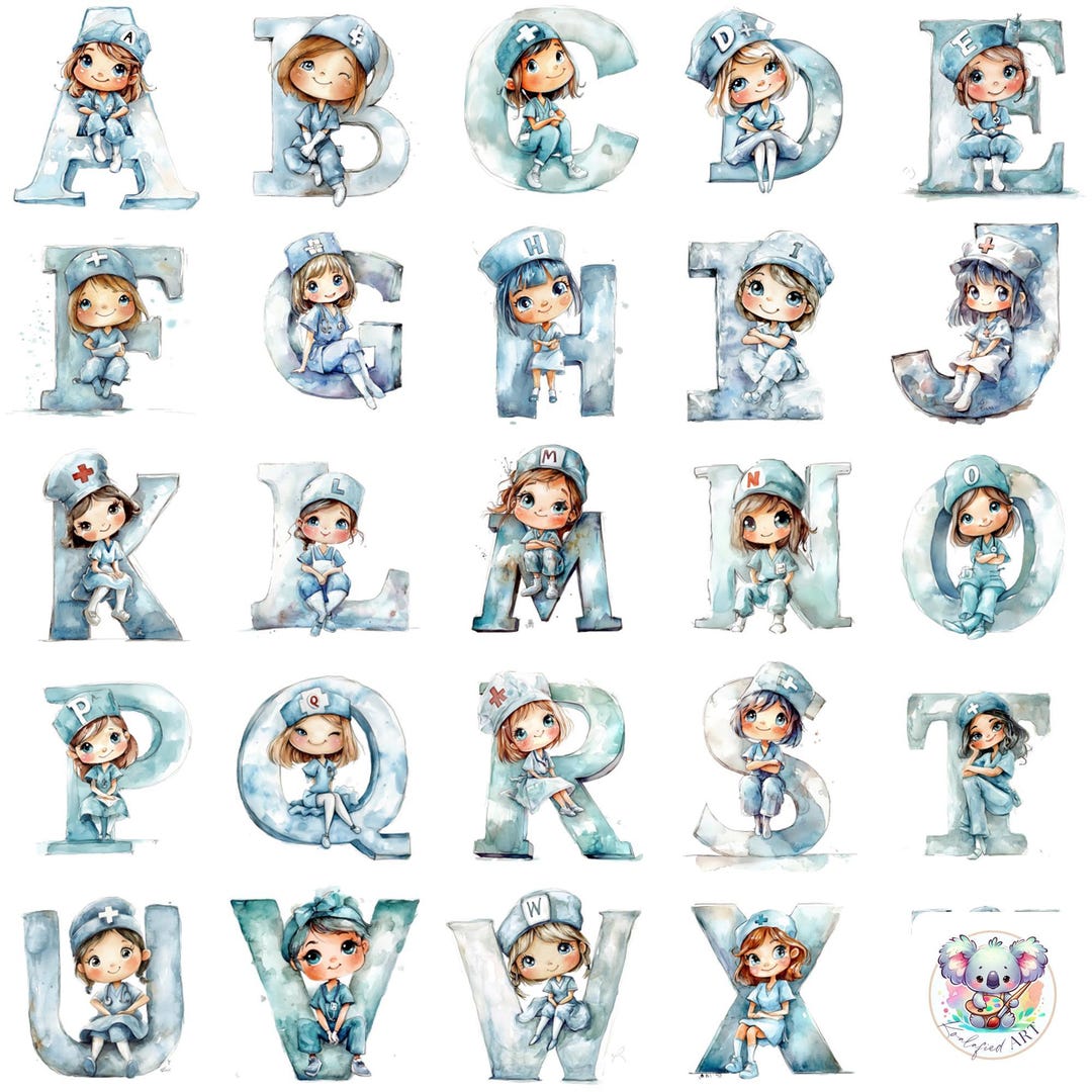 Chibi Nurse Alphabet Clipart, Medical Letters A-Z (26 Pngs) - Etsy Canada