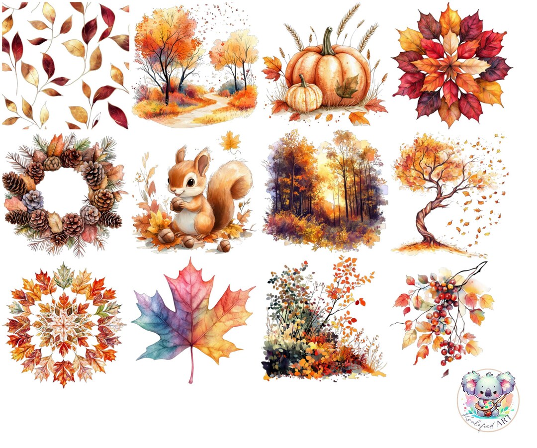 Fall Autumn Elements Clipart PNG: 57 Nature-inspired Illustrations for ...