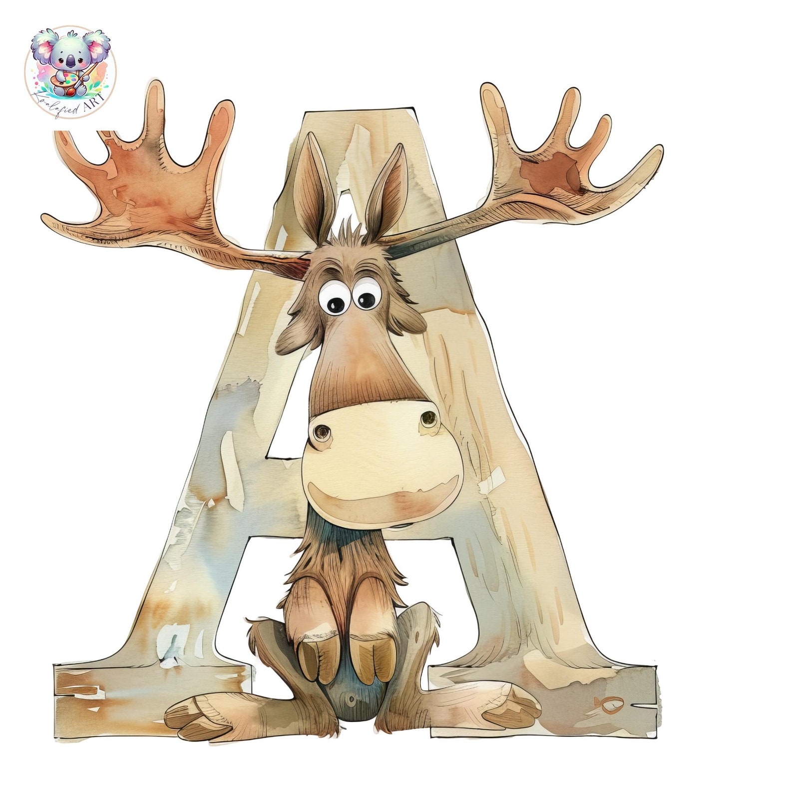 Moose Alphabet Clipart: 26 Woodland Letter Pngs (300 DPI) - Etsy