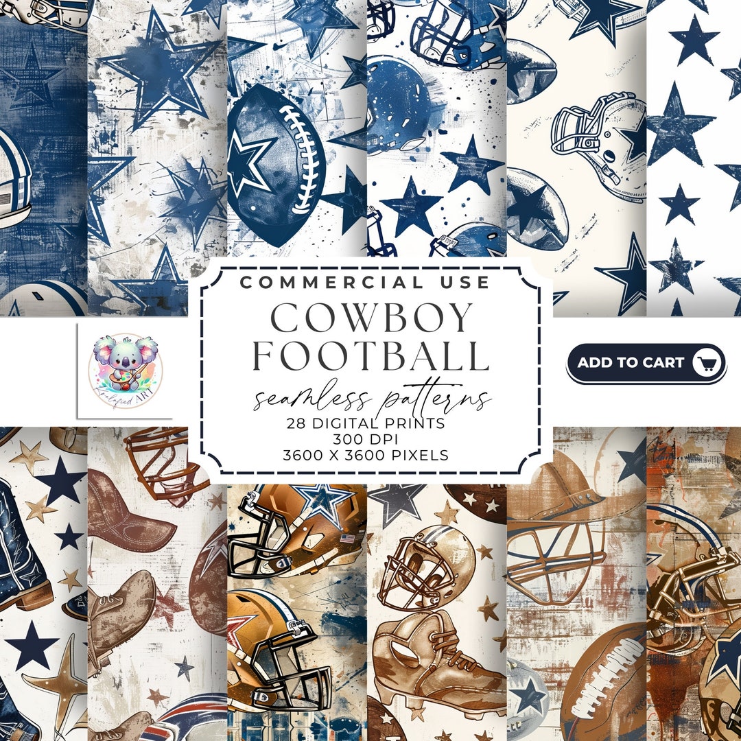 Cowboy Football Seamless Patterns 24 Digital Paper 300 DPI 12 X 12 ...