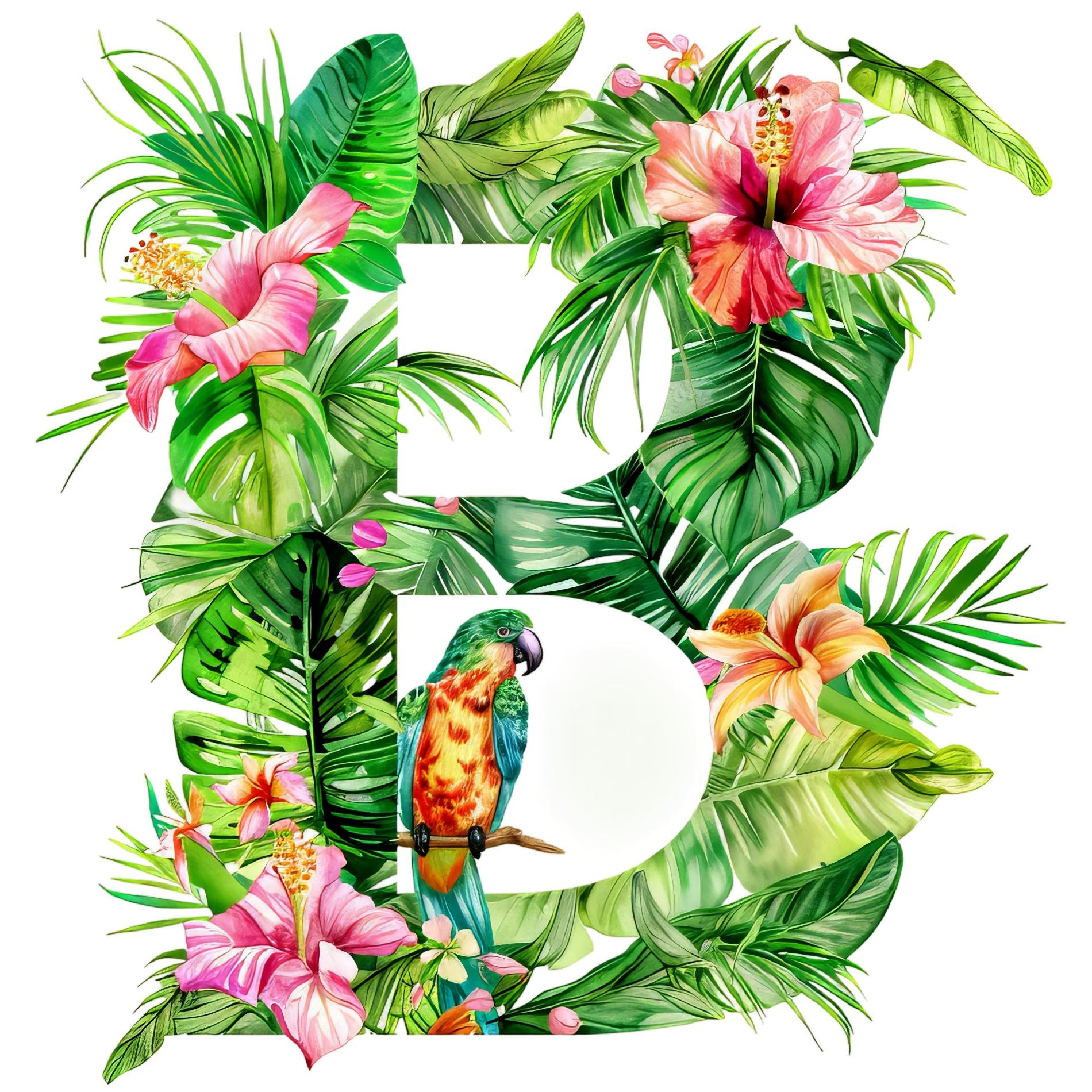 Watercolor Tropical Alphabet Clipart Pngs: 26 High-resolution 300 DPI ...