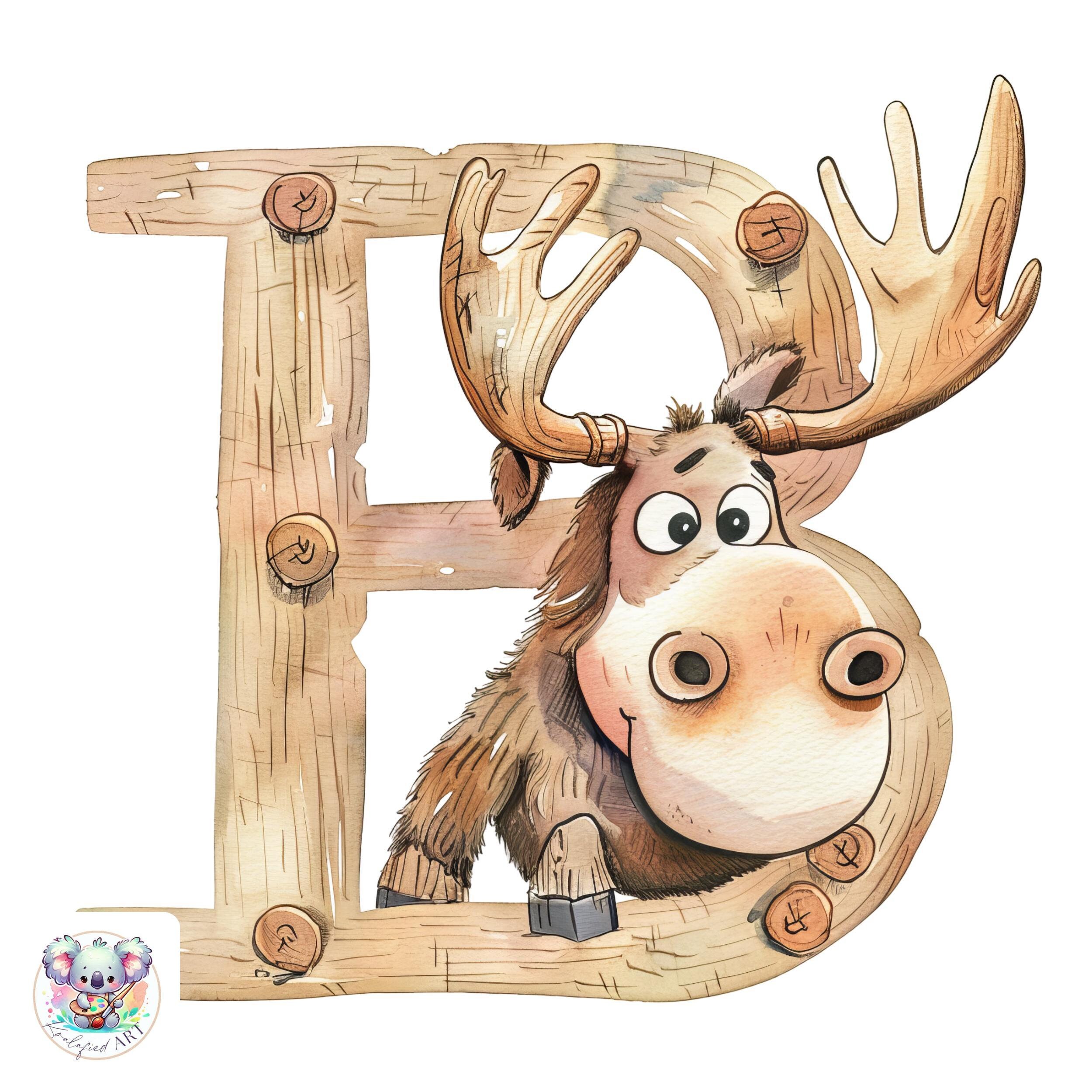Moose Alphabet Clipart: 26 Woodland Letter Pngs (300 DPI) - Etsy