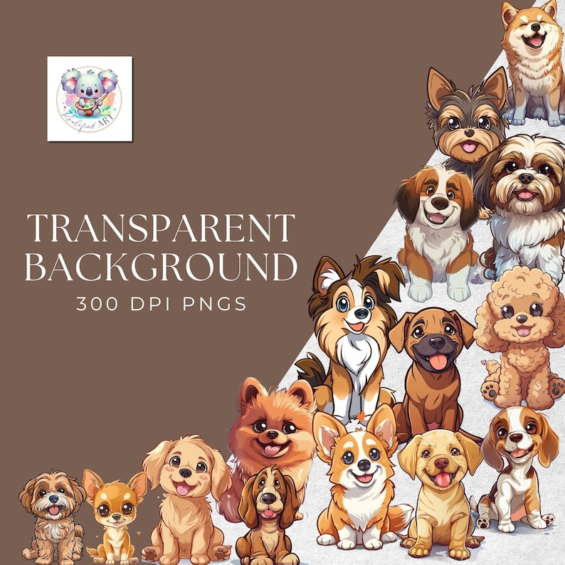 Adorable Chibi Cute Dogs Clipart Mega Pack 40 Transparent Pngs - Etsy