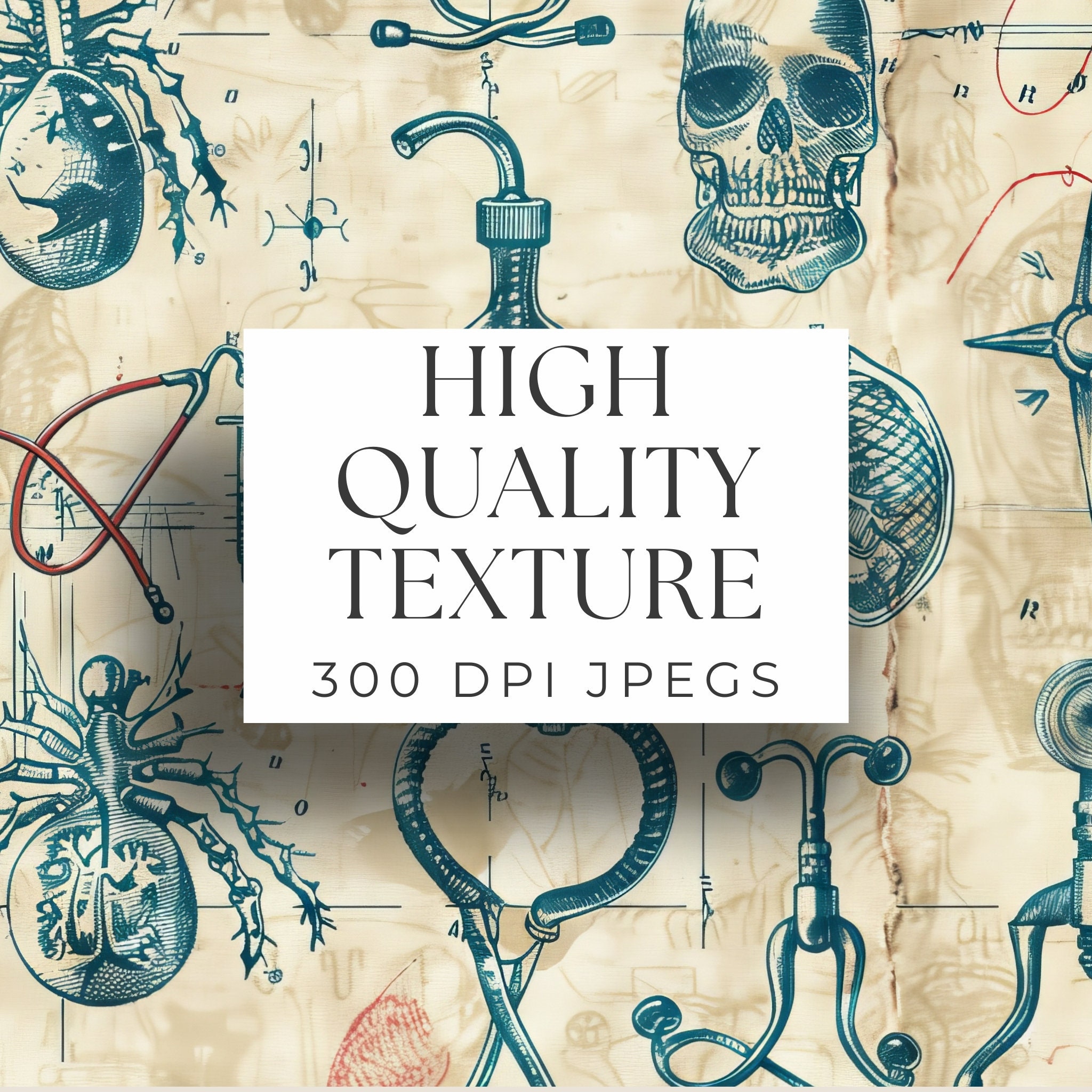 Medical Motifs 40 Watercolor Digital Medical Seamless Paper Patterns ...