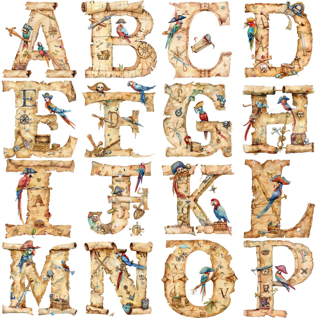 Pirate Alphabet Clipart: 26 High-resolution Pngs (300 DPI) - Etsy