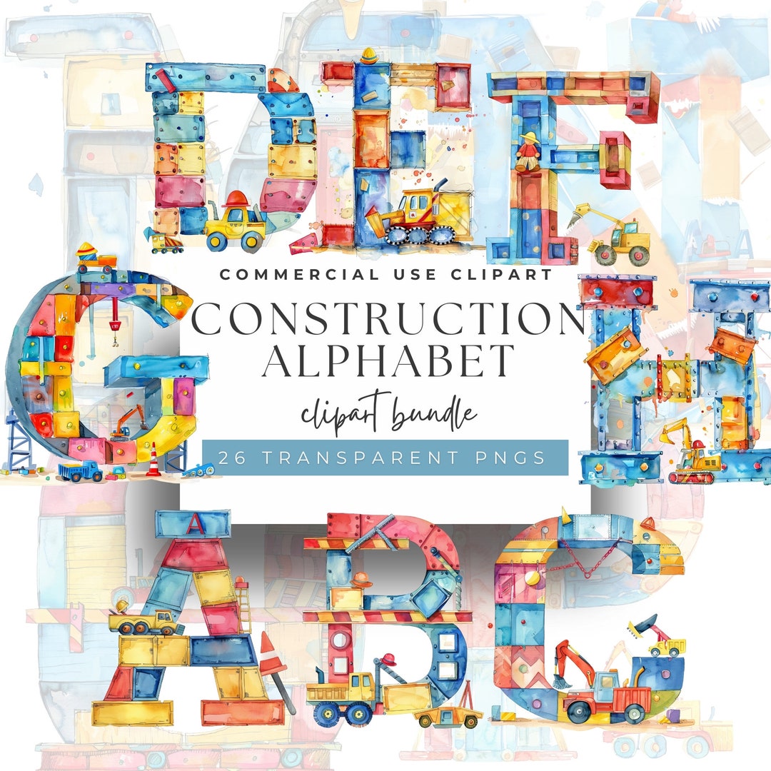 Builder's Abcs - Construction Party Letter Alphabet Clipart - 26 ...