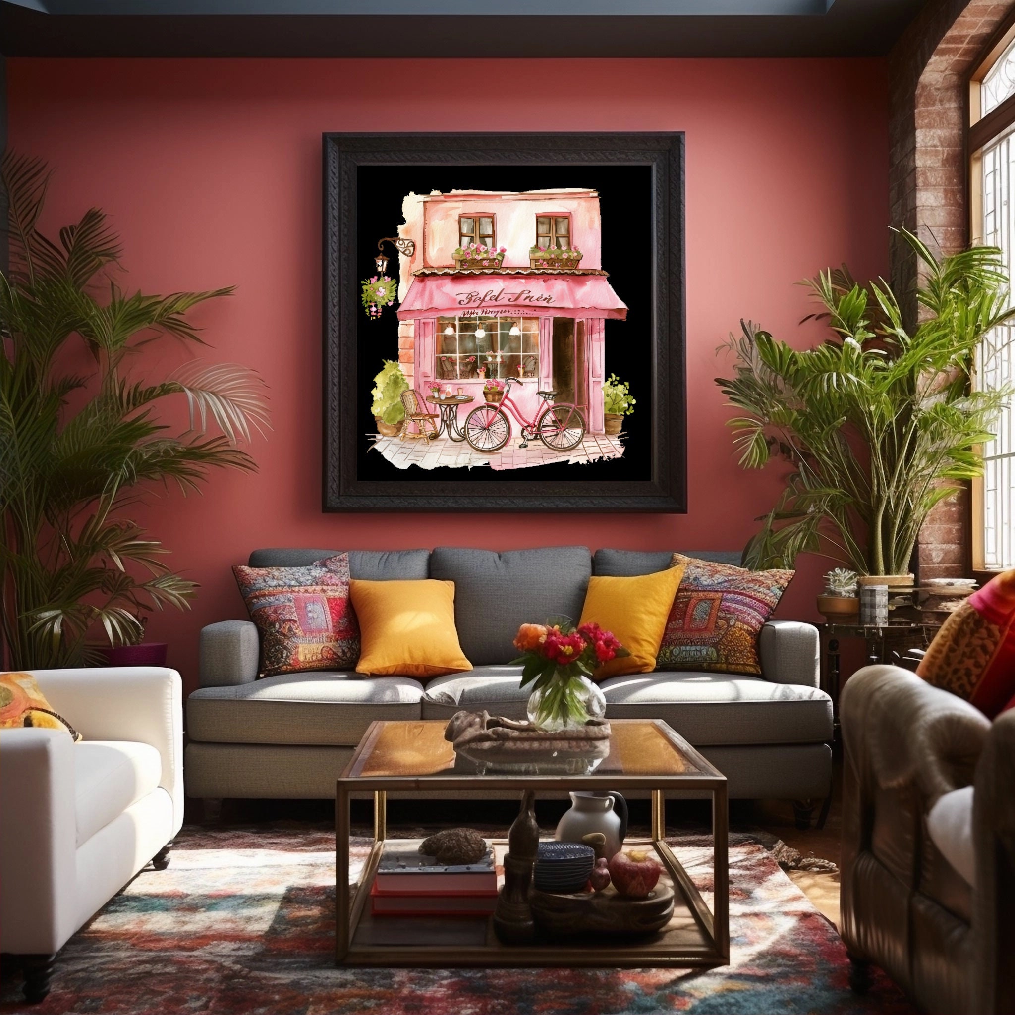 Elegant Watercolor Pink Parisian Cafe Clipart PNG: 40 High-resolution ...