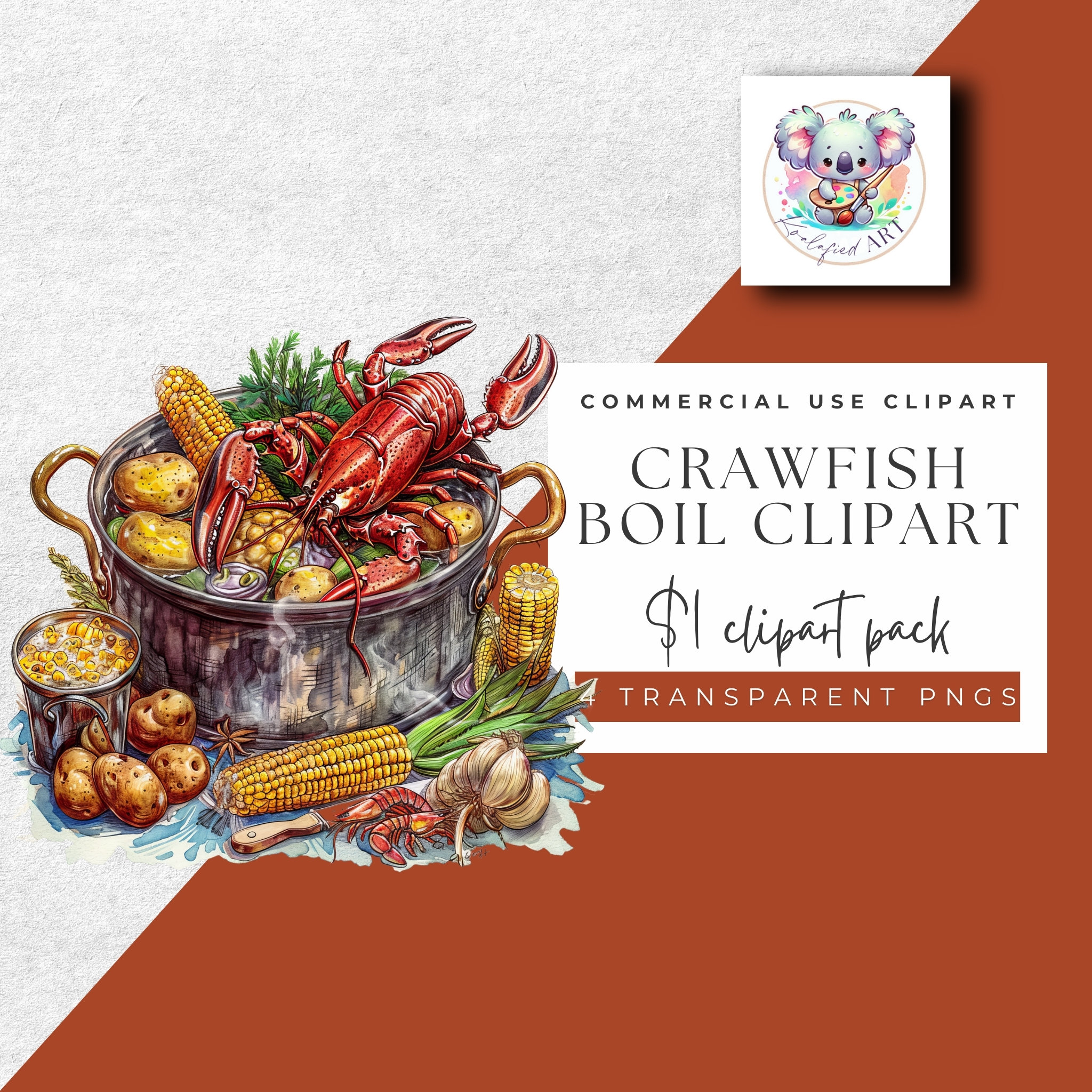 Crawfish Boil Clipart – Rustic Pot Feast | 4 Pngs 300 DPI - Instant ...