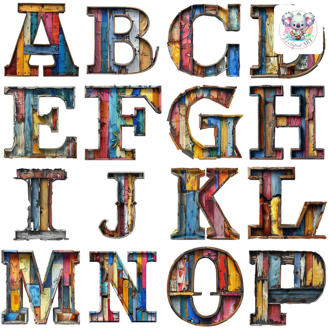 3D Textured Alphabet Clipart: Bold Colorful Letters (PNG, 300 DPI) - Etsy