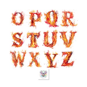 Blazing Abcs - Watercolor Fire Letters Alphabet Clipart - 26 Fiery Pngs ...