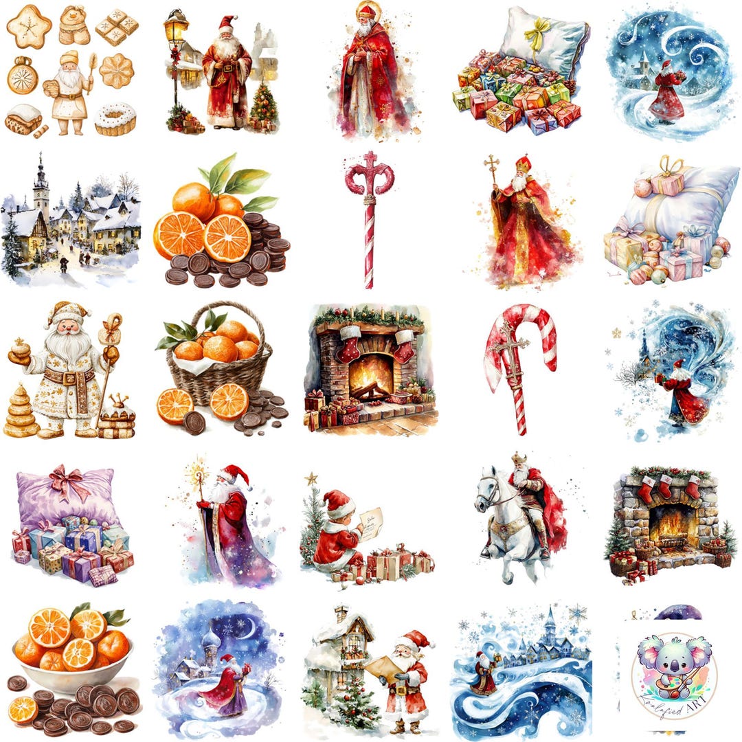 St. Nicholas Clipart: Festive Holiday Illustrations (PNG, 300 DPI) - Etsy