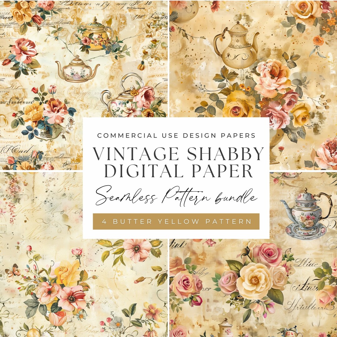 Elegant Vintage Shabby Seamless Pattern - Victorian Rose Design - 4 ...