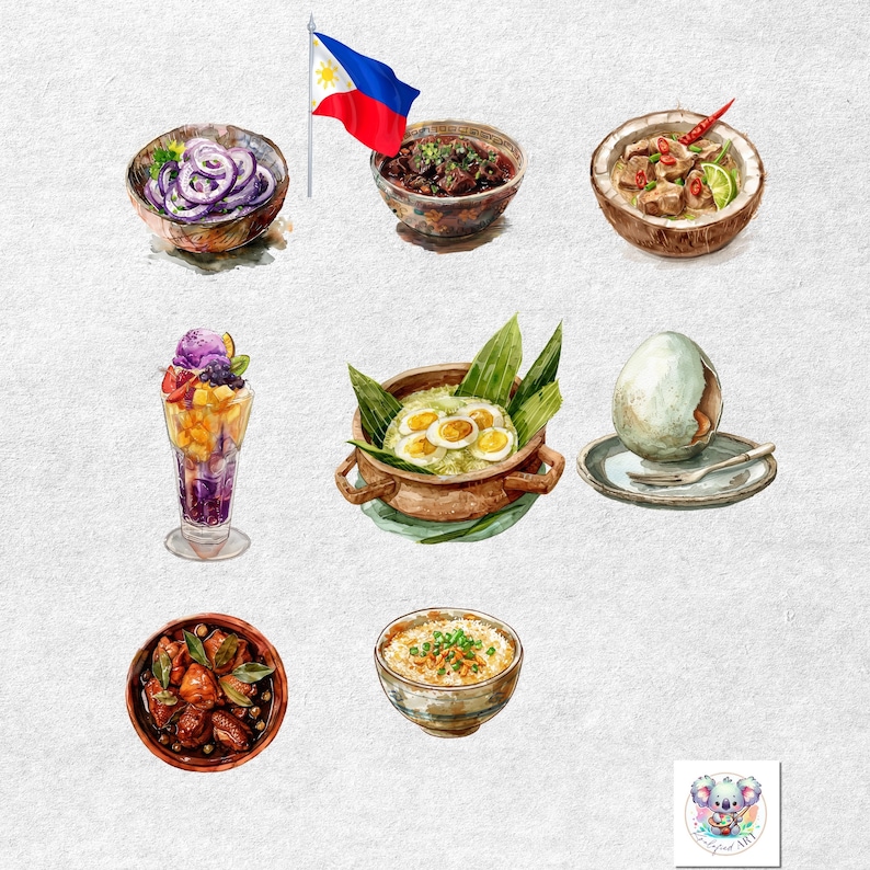 Watercolor Filipino Food Clipart: 20 PNG Illustrations (300 DPI) - Etsy