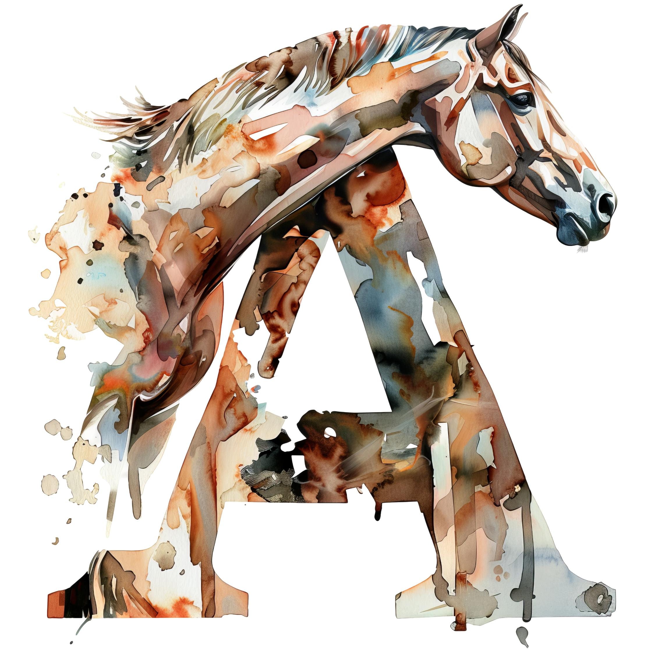 Beautiful Watercolor Horse Letter Alphabet Cliparts Pngs 26 Premium 300 ...