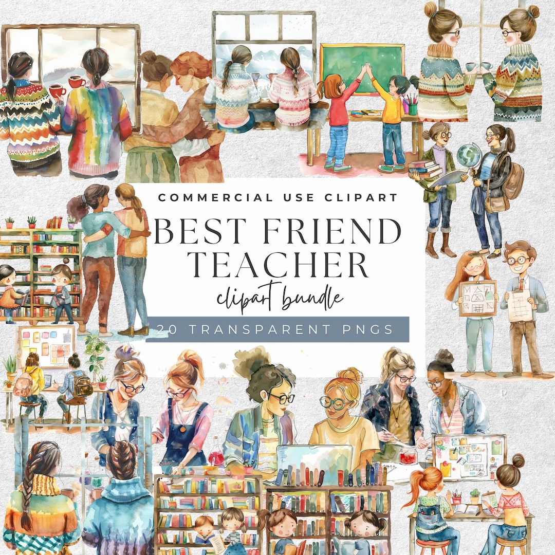 Teaching Together - Best Friend Clipart Teacher PNG Set, 20 Pngs ...