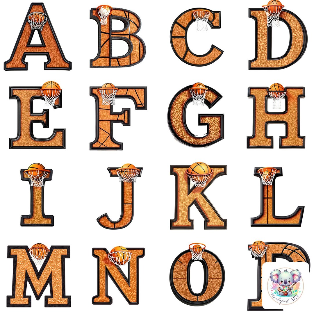 26 Basketball Alphabet Letters Clipart Sports-themed Pngs With ...