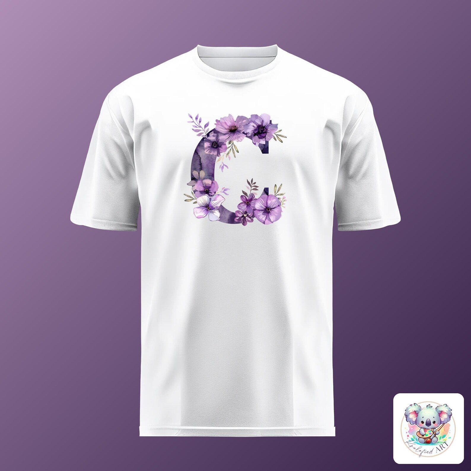 Purple Floral Alphabet Clipart: Watercolor Flower Letters (digital ...