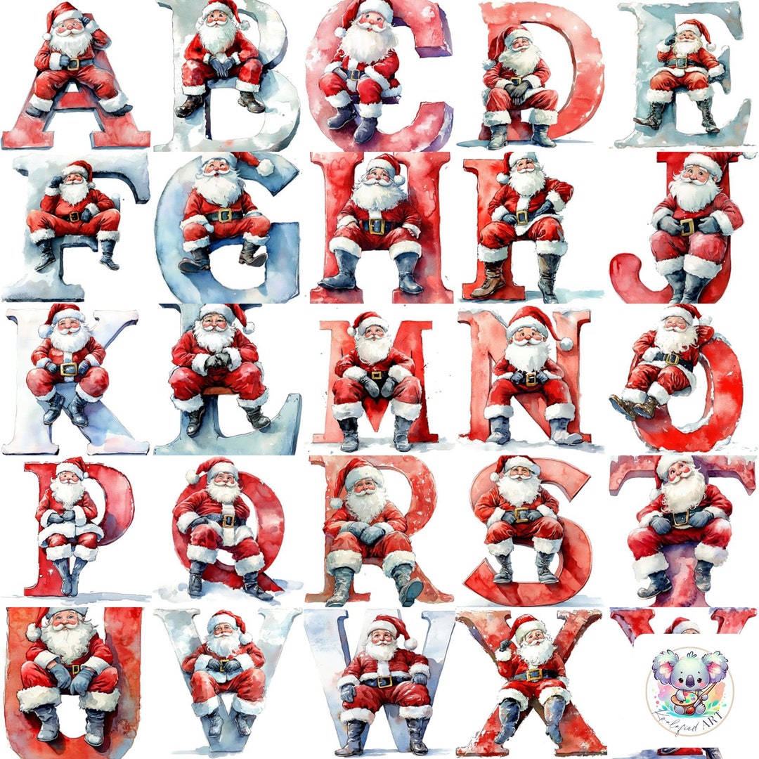 Santa Claus Alphabet Clipart: 26 Christmas Letters PNG (300 DPI) - Etsy