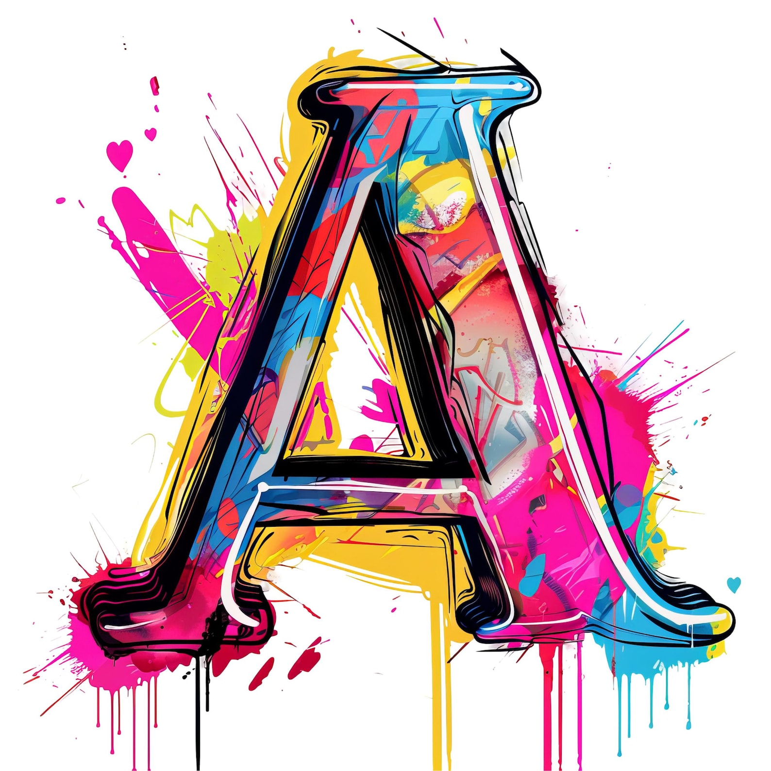 Colorful Graffiti Alphabet Letter Clipart PNG: 26 Detailed 300 DPI ...