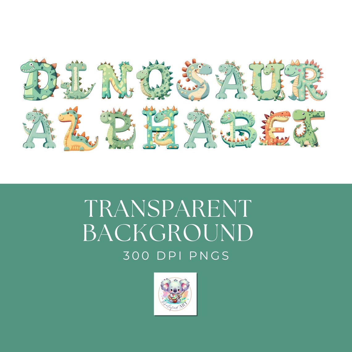 Dino Alphabet Clipart Transparent Pngs A to Z Dinosaurs Letters ...