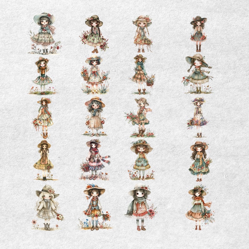 Watercolor Whimsy Flower Girl Clipart 20 High-resolution Pngs, 300 DPI ...