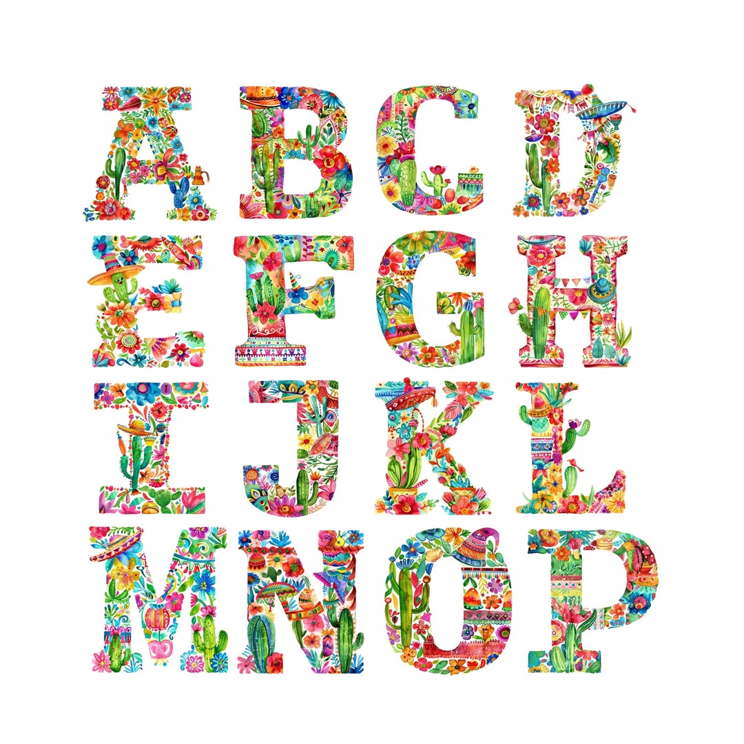 Fiesta Letters - Cinco De Mayo Alphabet Clipart - 26 Festive Pngs, 300 ...