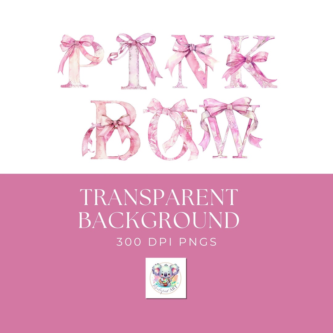 Premium Watercolor Coquette Pink Bow Letter Alphabet Clipart High ...