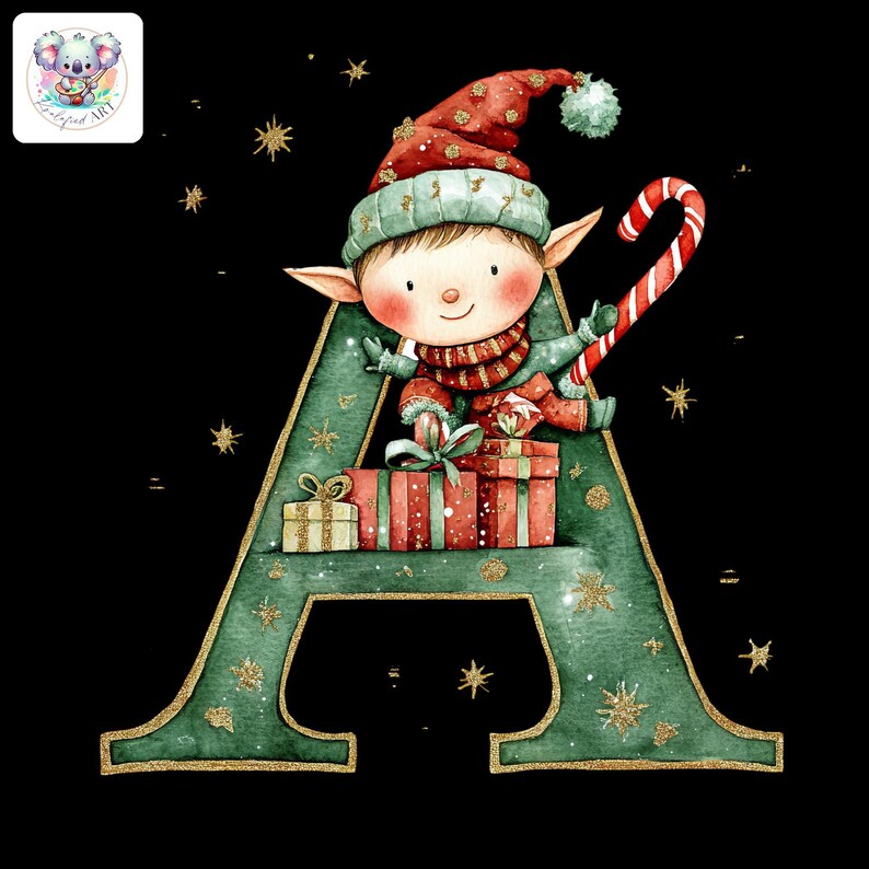 Christmas Elf Alphabet Clipart PNG, 84 Festive Holiday Letters A-Z, 3 ...