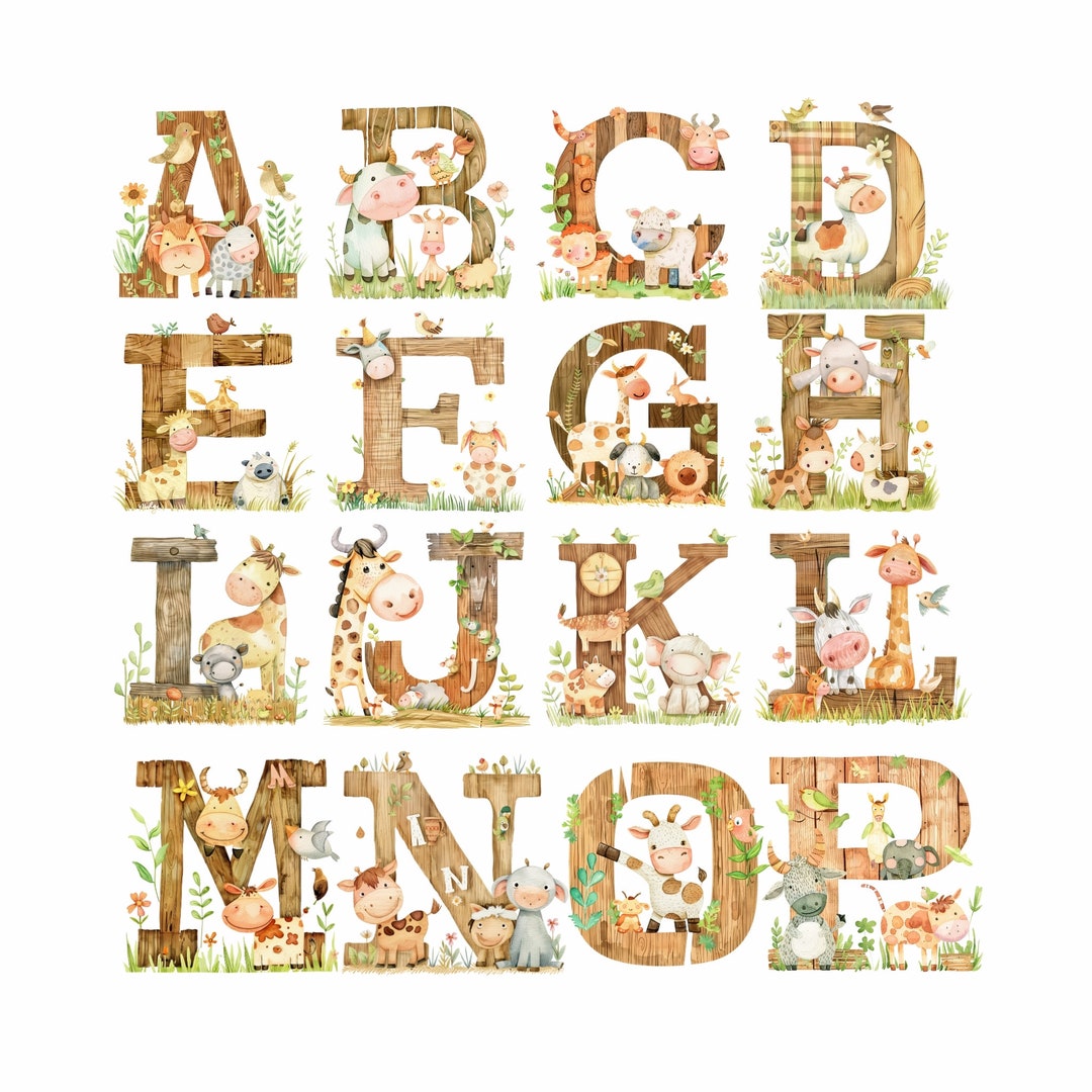Homestead Letters - Farm Animals Alphabet Clipart - 26 Charming Pngs ...