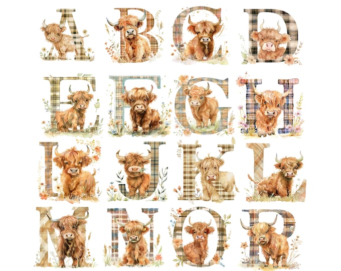 Highland Cow Alphabet Letter Png, Sunflower Highland Cow Png, Highland ...