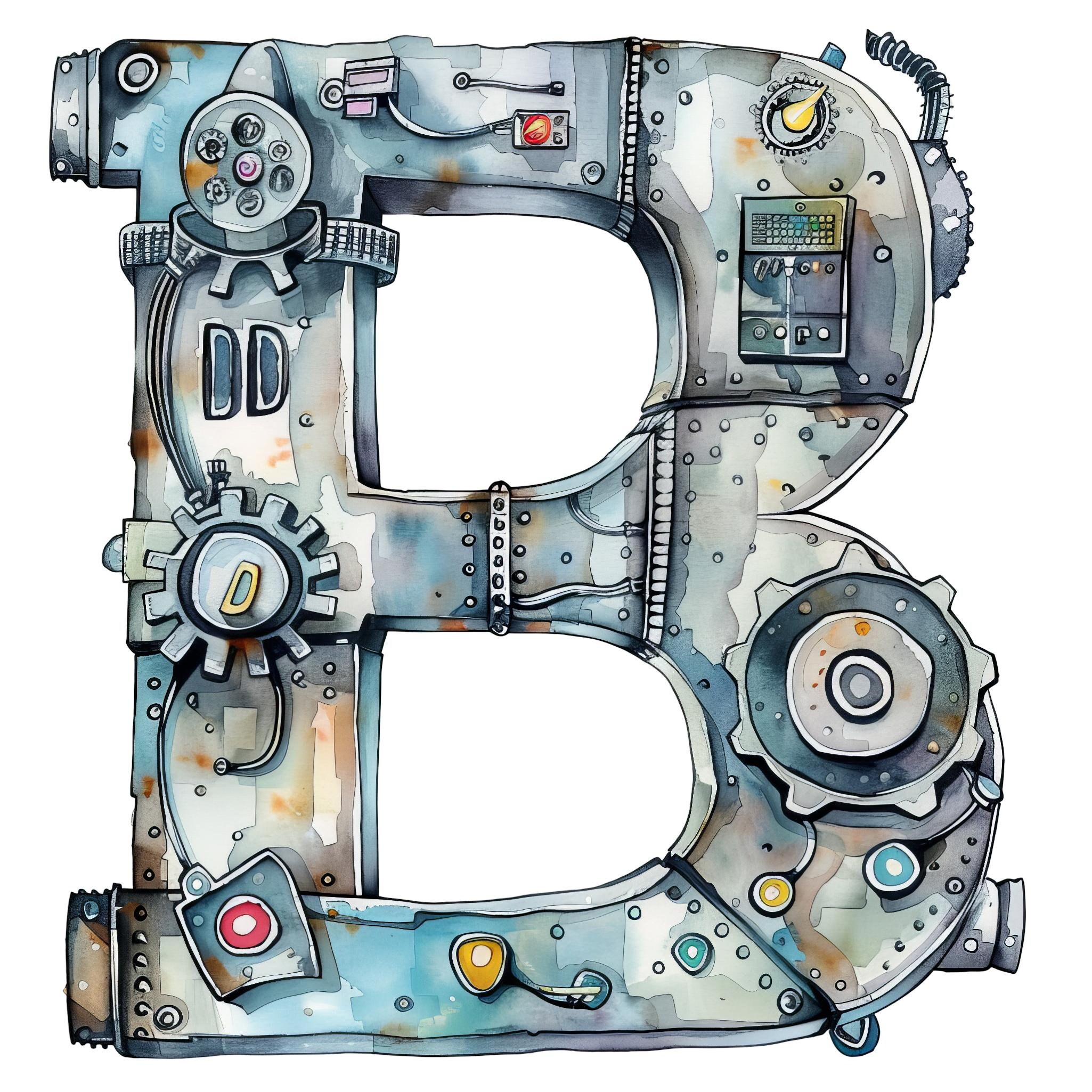 Robot Party Alphabet Clipart Set 26 High-resolution 300 DPI Pngs for ...