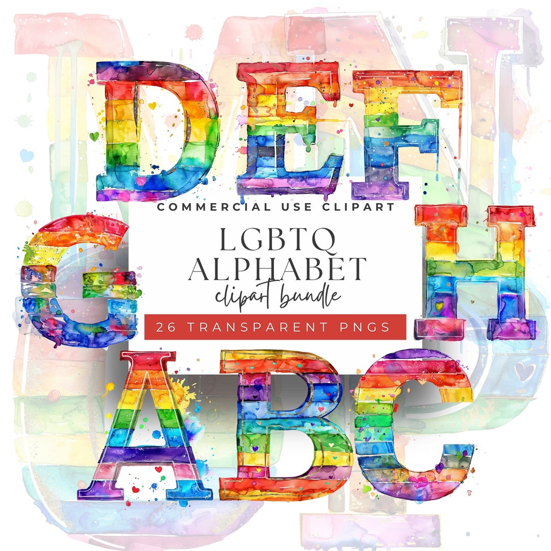 Pride Abcs - Watercolor LGBTQ Rainbow Letter Alphabet Clipart, 300 DPI ...