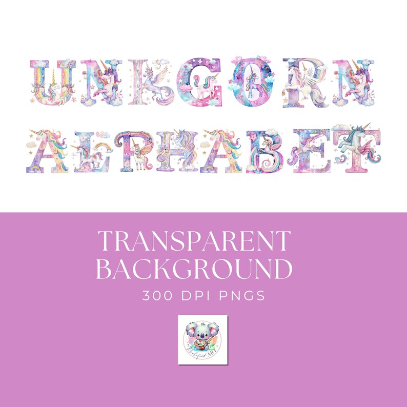 Unicorn Alphabet Clipart: 26 Magical PNG Letters (commercial Use) - Etsy