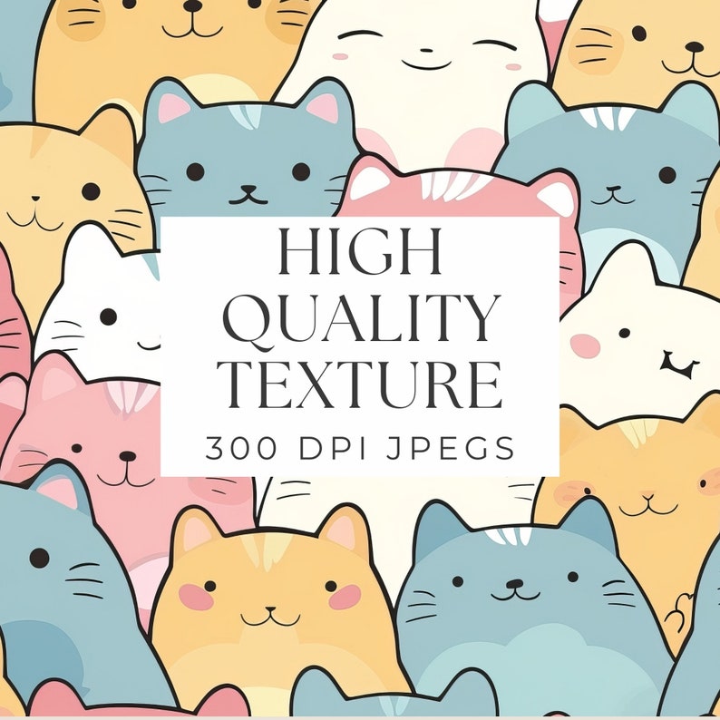 Kawaii Cat Seamless Paper – 12 Cute Kitten Designs (digital Download ...