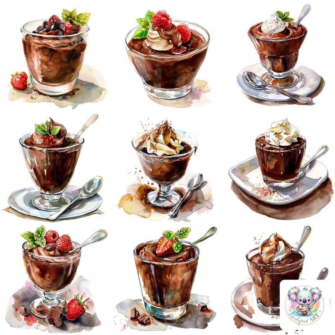 Watercolor Chocolate Pudding Clipart Collection 28 High-resolution ...