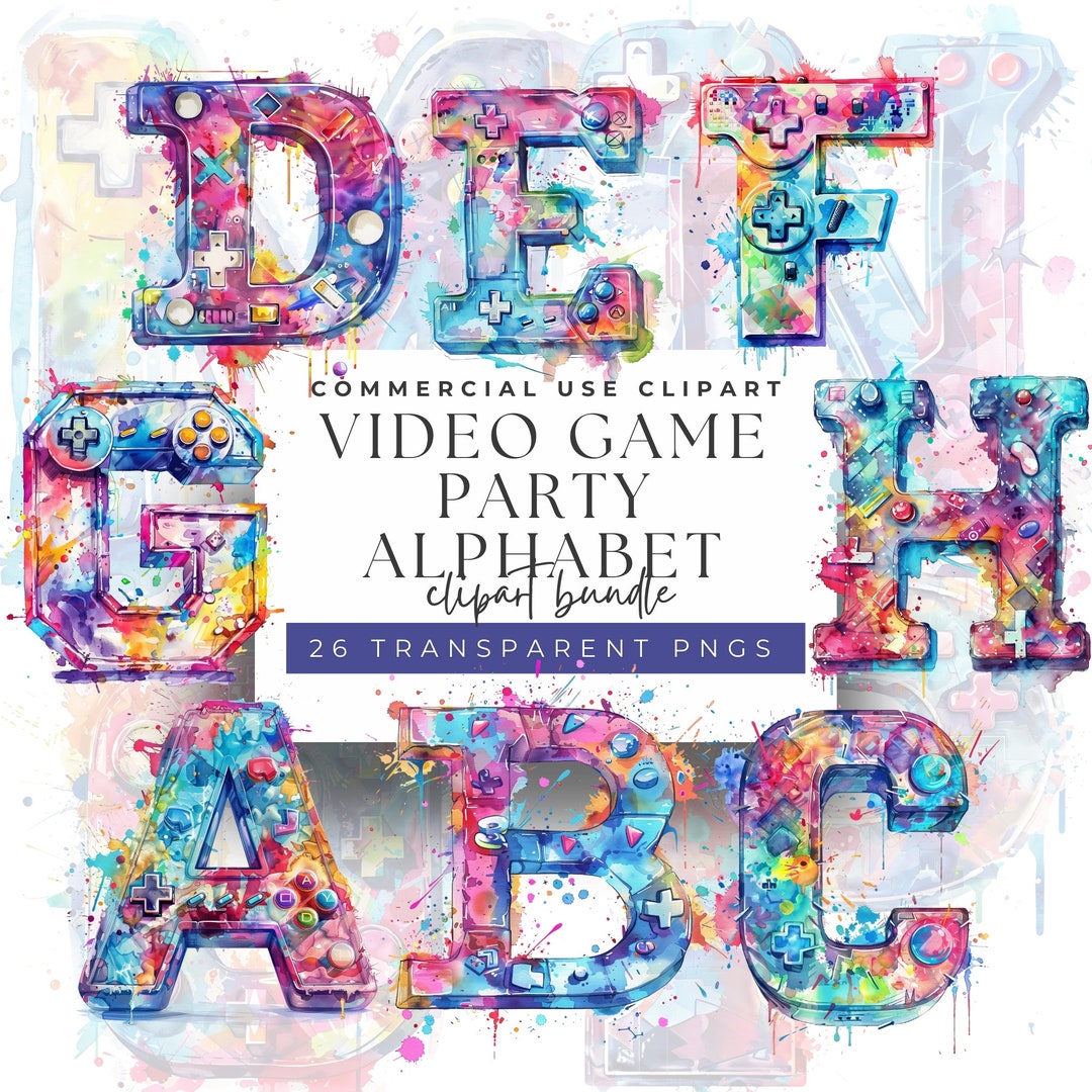Video Game Alphabet Clipart: Arcade Letters PNG (300 DPI) - Etsy