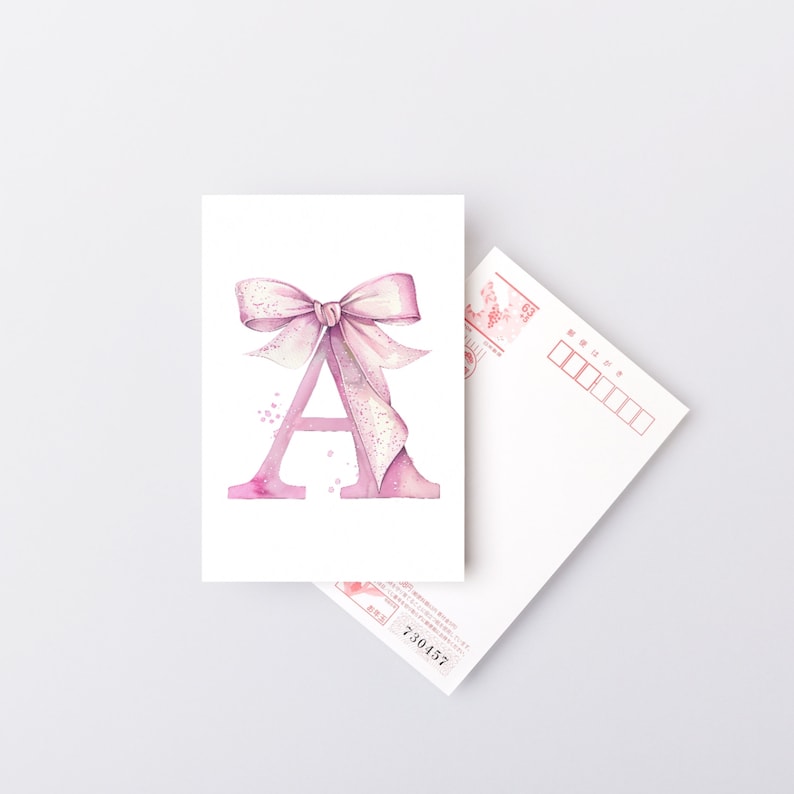 Watercolor Coquette Pink Bow Letter Alphabet Clipart Elegant 300 DPI ...