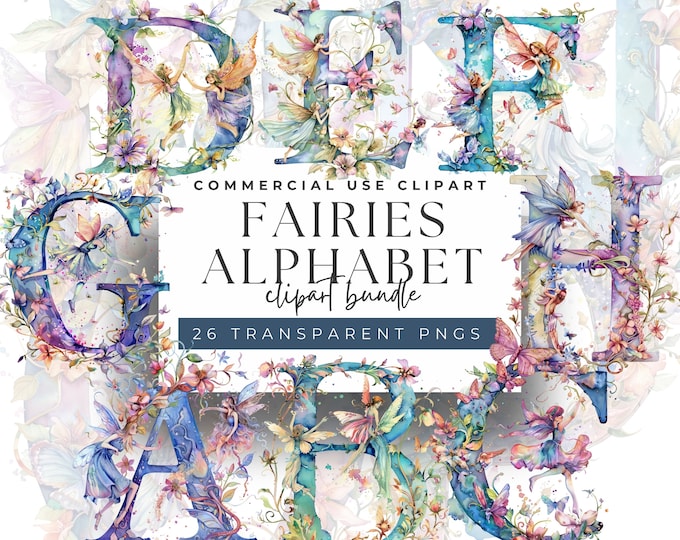 Feen Alphabet Clipart, Fee Alphabet Grafiken, Märchen Buchstaben Clip ...