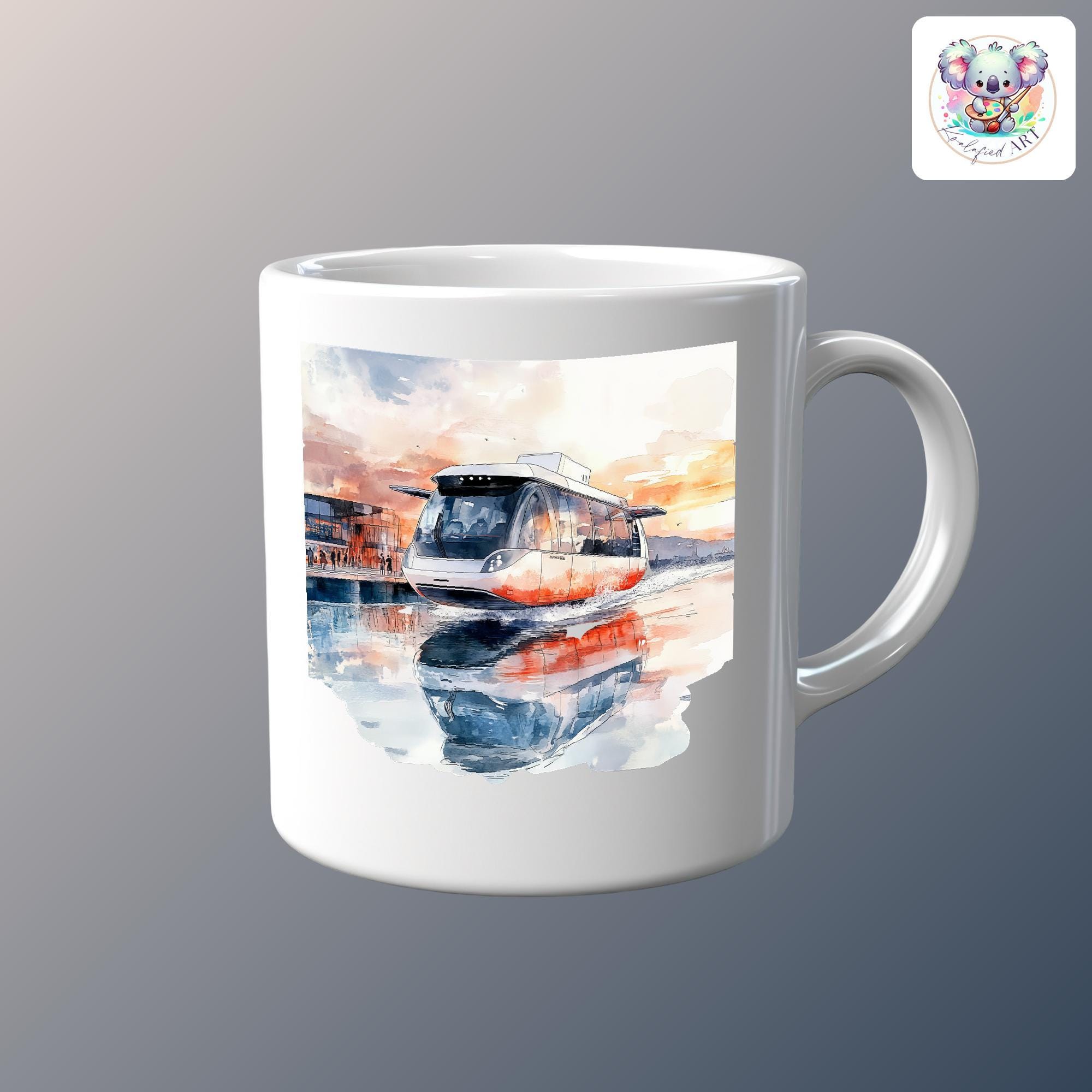 Watercolor Public Transport Clipart: Trains, Buses, Boats (PNG Digital ...