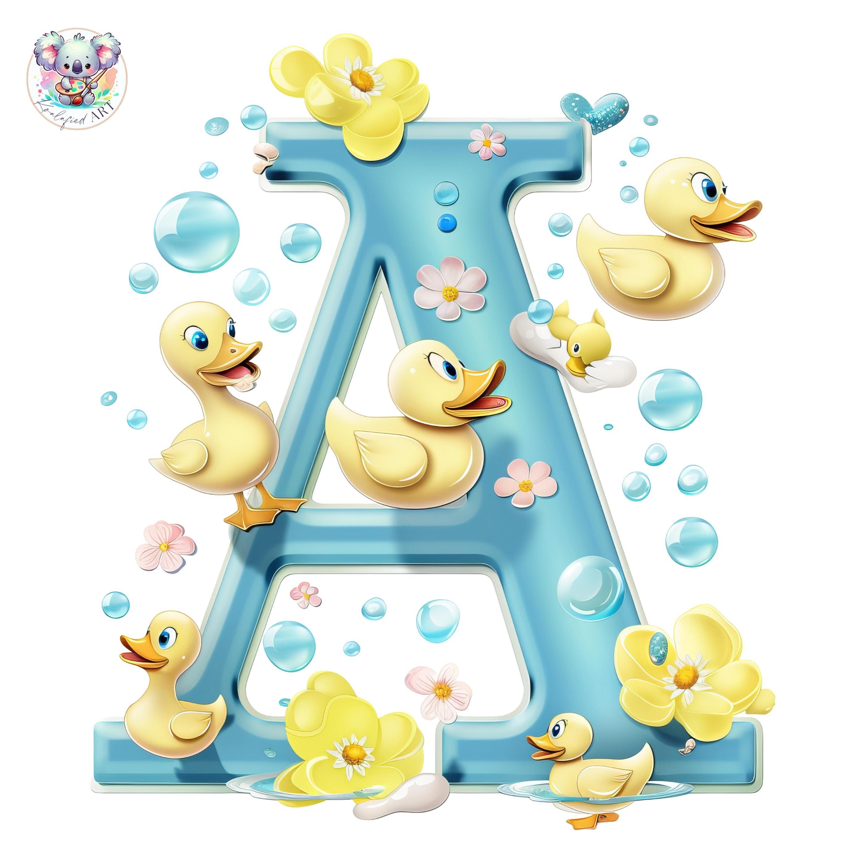 Rubber Ducky Alphabet Clipart: 26 Transparent PNG Letters (300 DPI ...