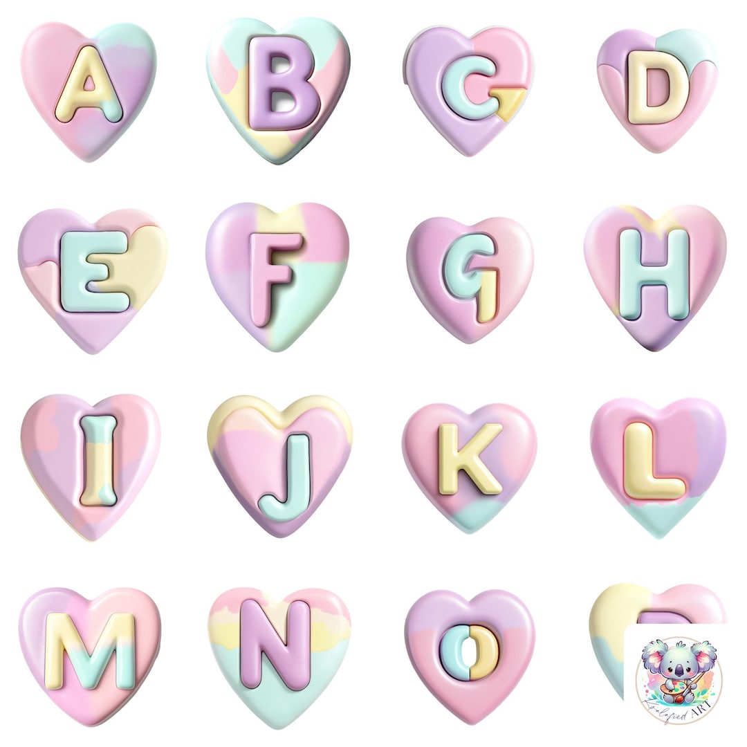 Candy Hearts Alphabet Clipart Pastel Love Letters for Valentine's Day ...