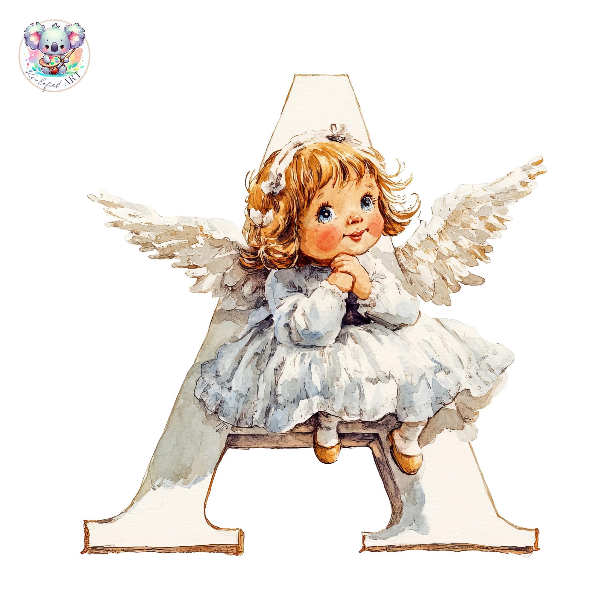 Angel Alphabet Clipart: 26 Elegant Letters (PNG Digital Download) - Etsy