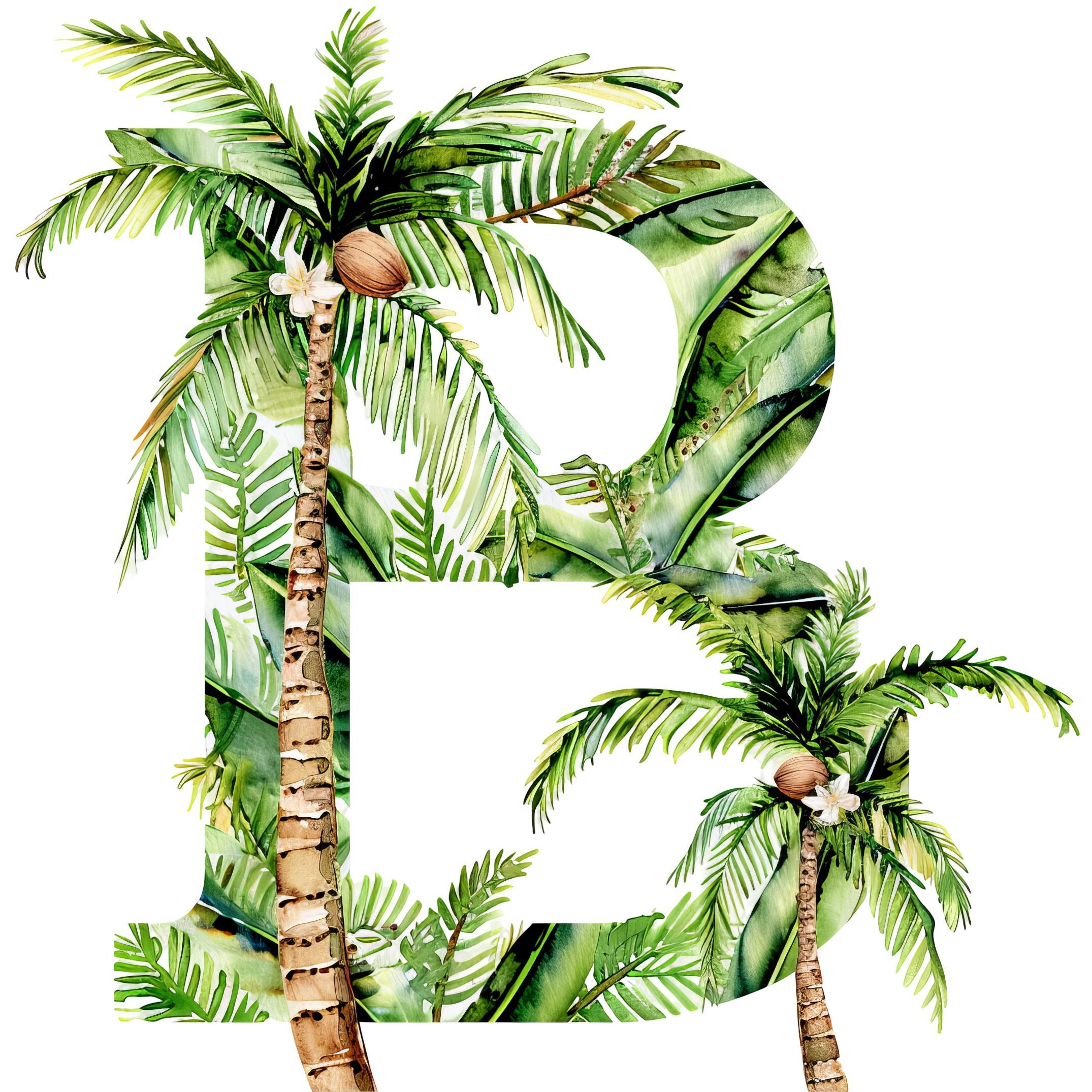 Watercolor Palm Trees Letter Alphabet Cliparts Pngs Set 26 High-quality ...