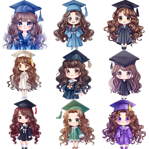 Graduation Girl Cartoon Drawing